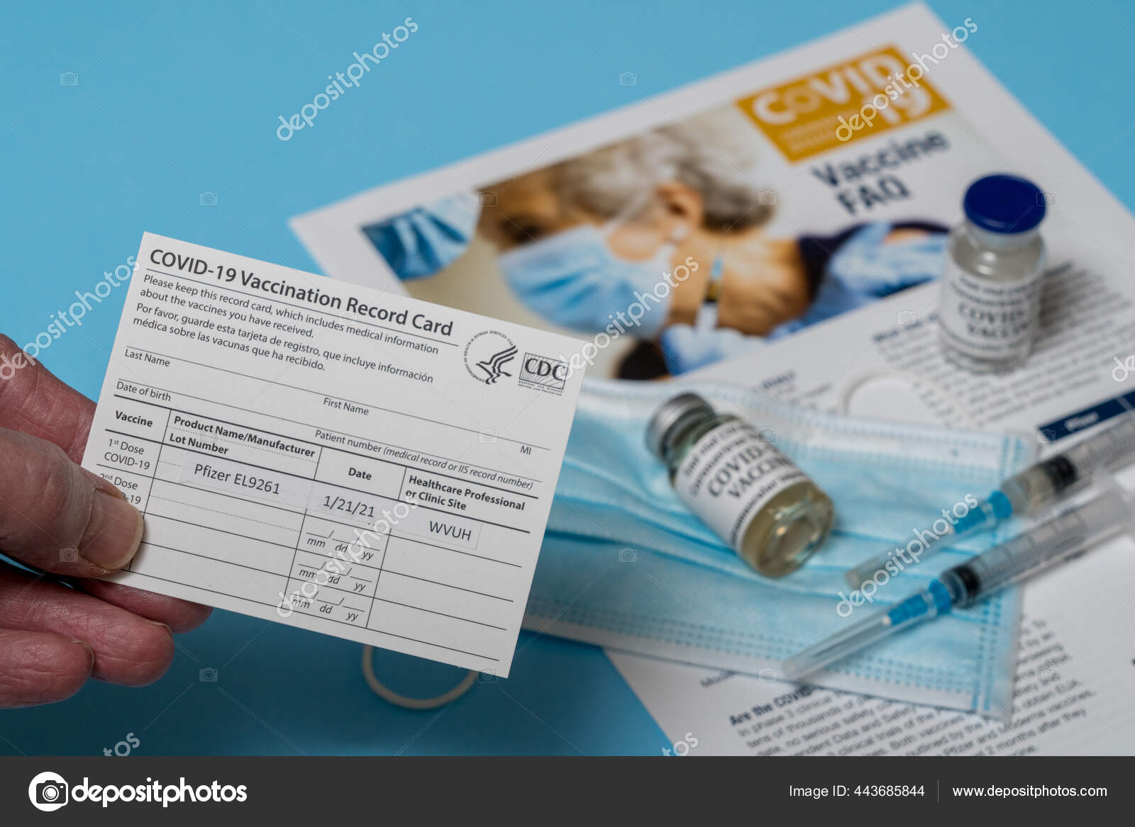 Covid-19 Vaccination Record Card showing first dose of Pfizer vaccine ...