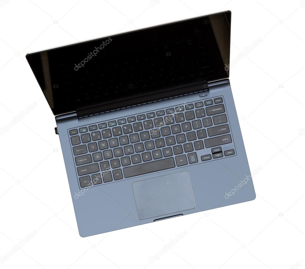 Overhead top view of isolated laptop — Stock Photo © steveheap #88341834