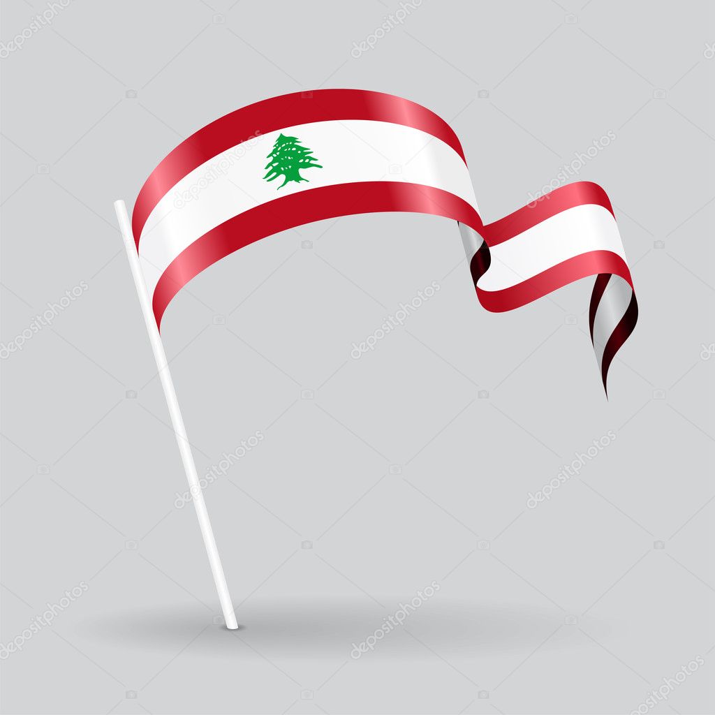Bandera ondulada libanesa. Ilustraci n vectorial. 2024