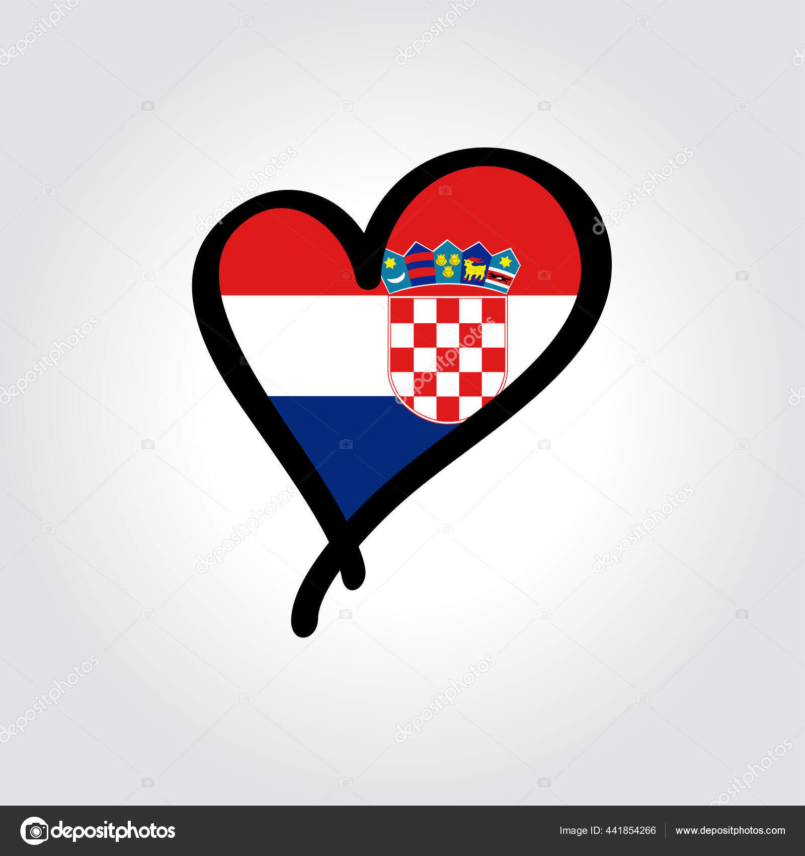 Croatian flag heart-shaped hand drawn logo. Vector illustration. Stock Vector by ©khvost 441854266