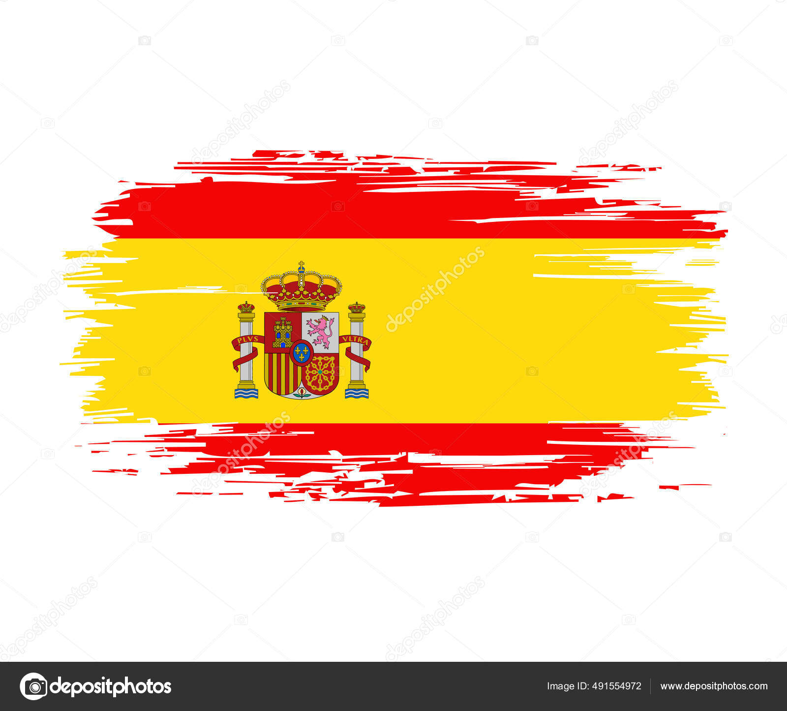 Spanish flag brush grunge background. Vector illustration. Stock Vector ...