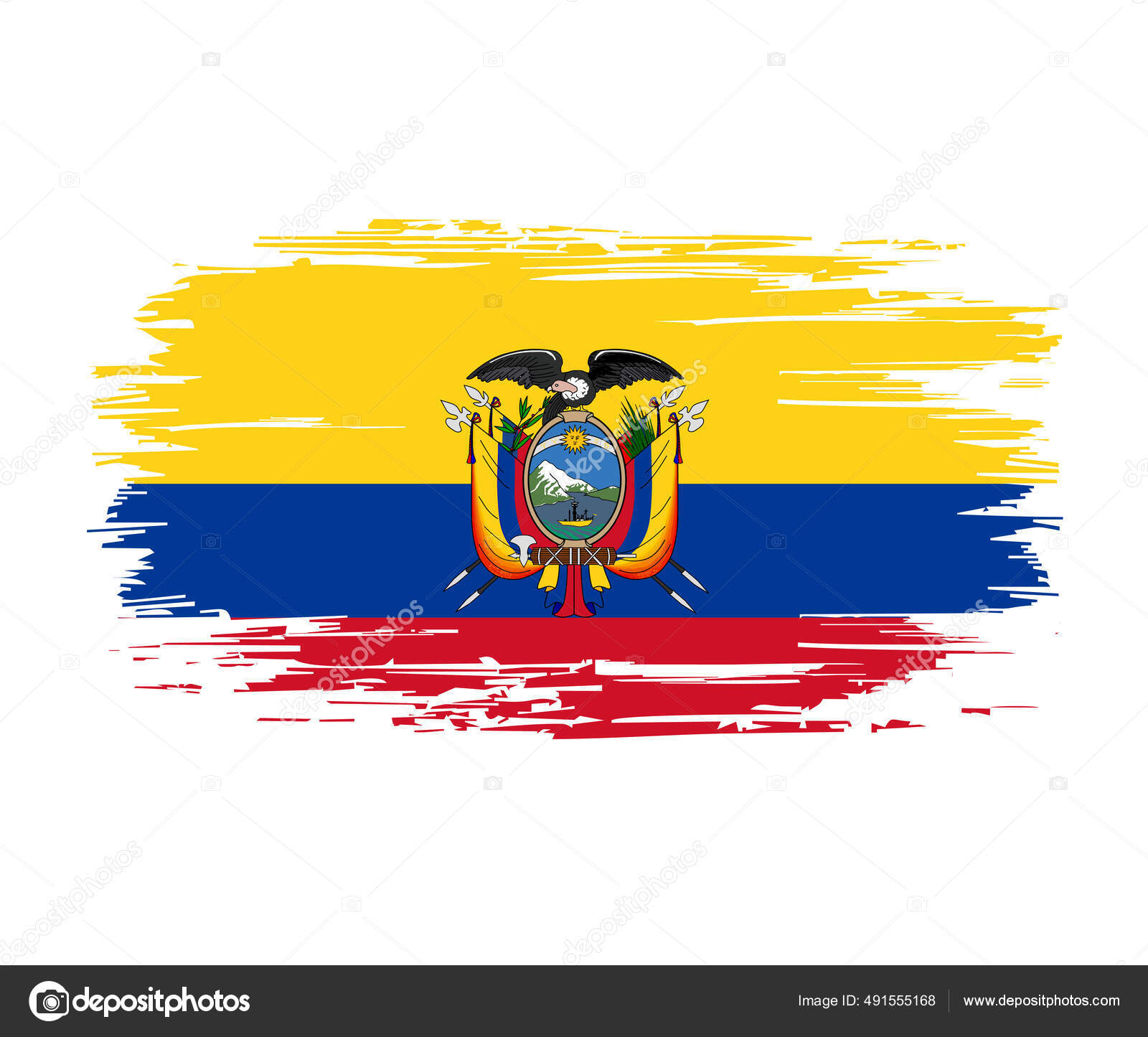 Ecuadorian flag brush grunge background. Vector illustration. Stock ...