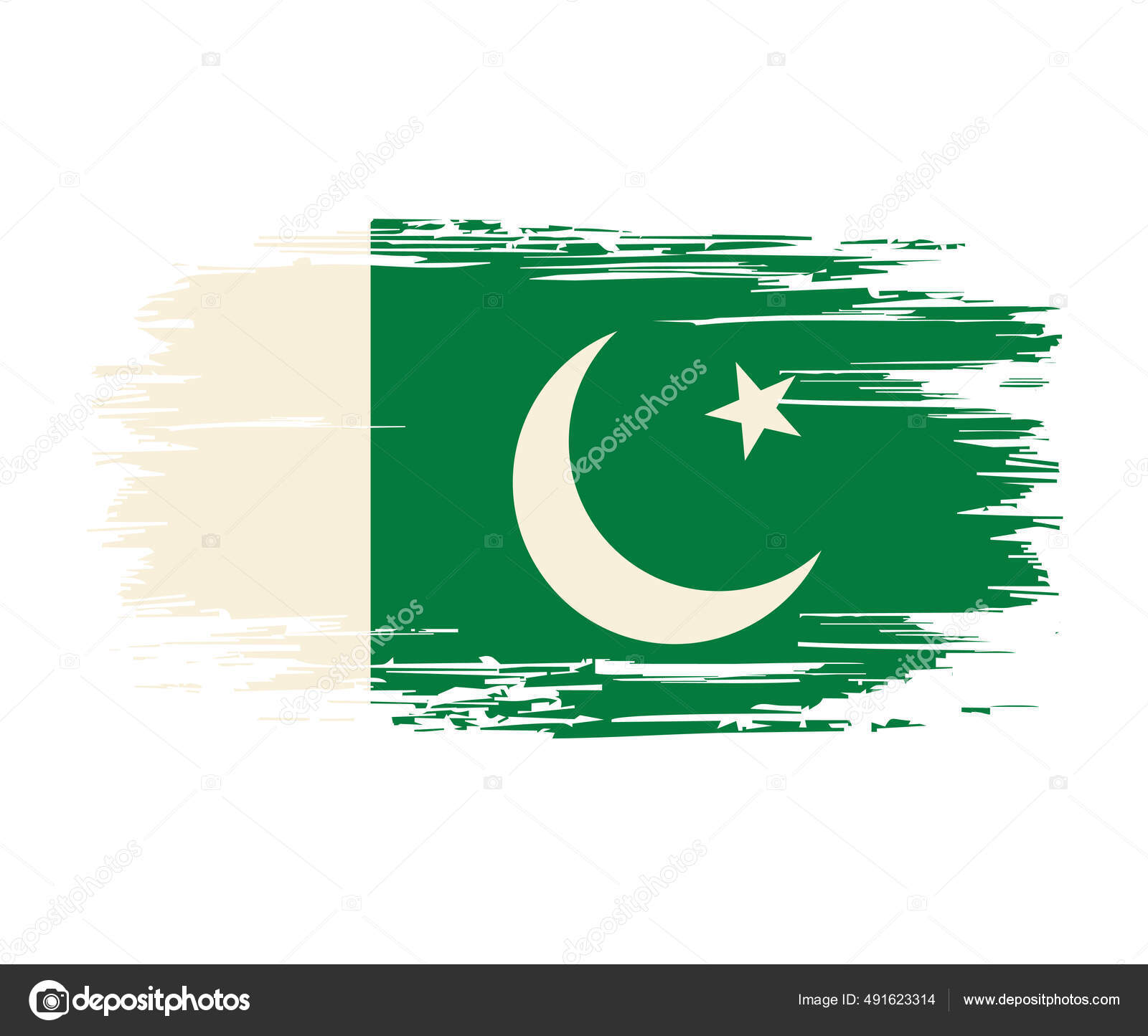 Pakistani flag brush grunge background. Vector illustration. Stock ...