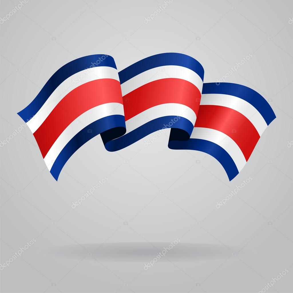 Bandera costarricense ondeando. Ilustración vectorial 2023