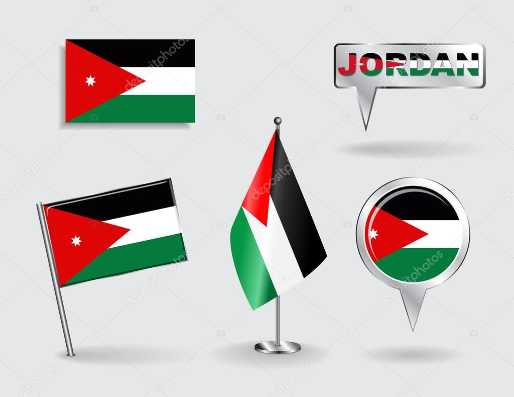 Set of Jordan pin, icon and map pointer flags. Vector Stock Vector Image by ©khvost #74754689
