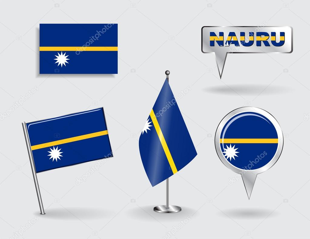 Set de banderas Nauru pin, icon y map pointer. Vector Vector de stock #74789837 de ©khvost