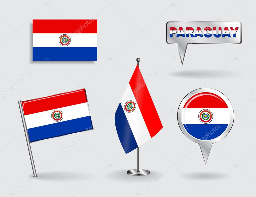 Set of Paraguayan pin, icon and map pointer flags. Vector Stock Vector Image by ©khvost #74790229