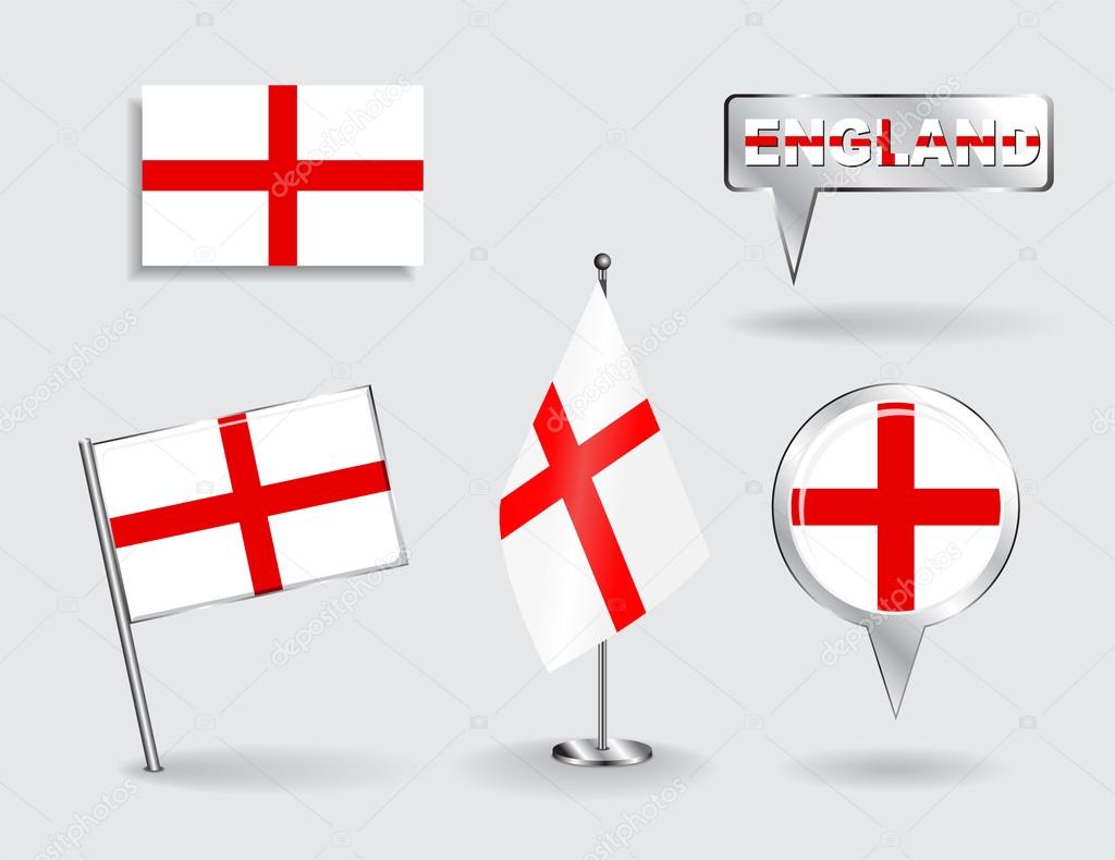 Set of English pin, icon and map pointer flags. Vector Stock Vector by ...
