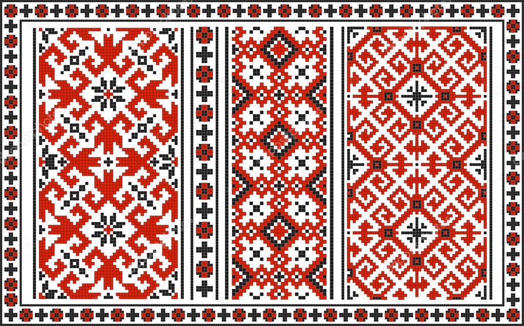 Set of seamless Ukrainian traditional patterns — Stock Vector ...