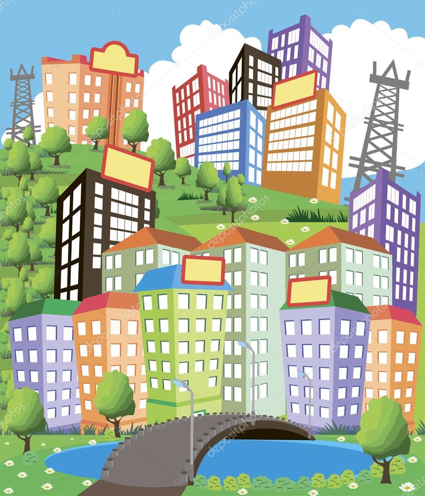 Ciudad de dibujos animados Vector de stock por ©Volina 68079763