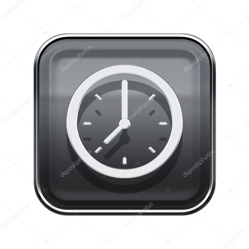 Clock icon glossy grey, isolated on white background — Stock Photo ...