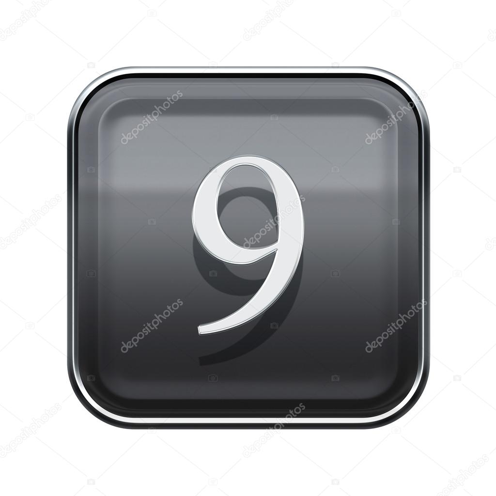 Number nine grey glossy, isolated on white background — Stock Photo ...