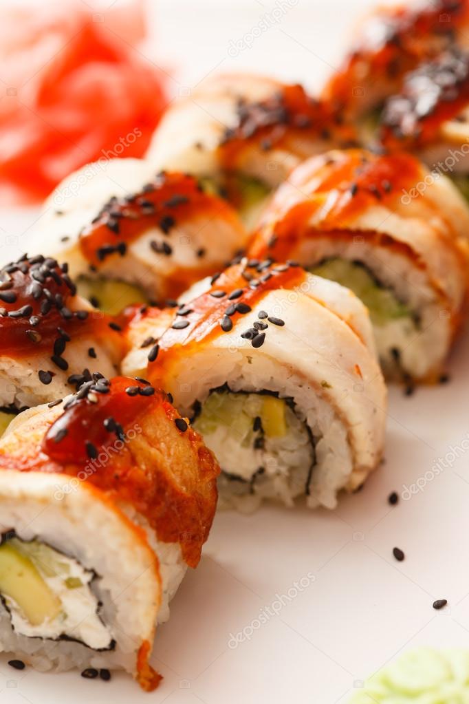 Japanese sushi rolls Stock Photo by ©Shebeko 75954381