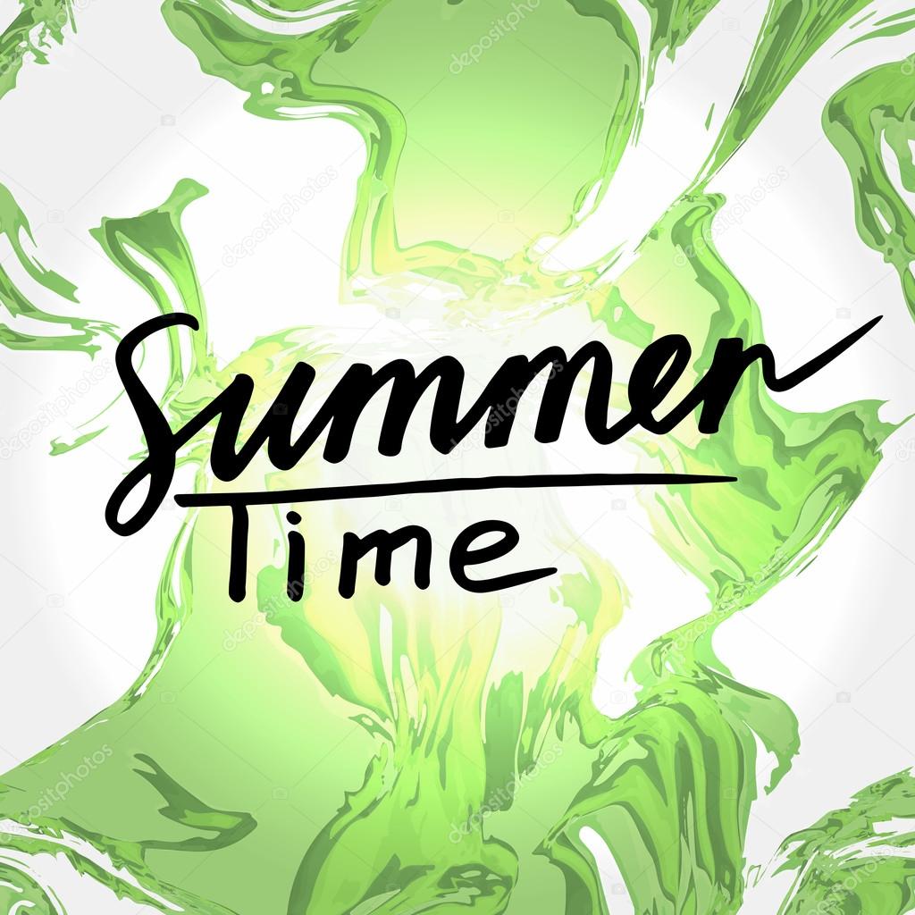 Summer Time: handwritten vector text on colorful liquid background ...