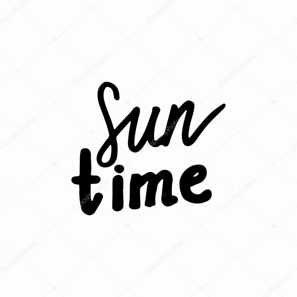 Sun Time: Handwritten Vector text on white background. Stock Vector ...