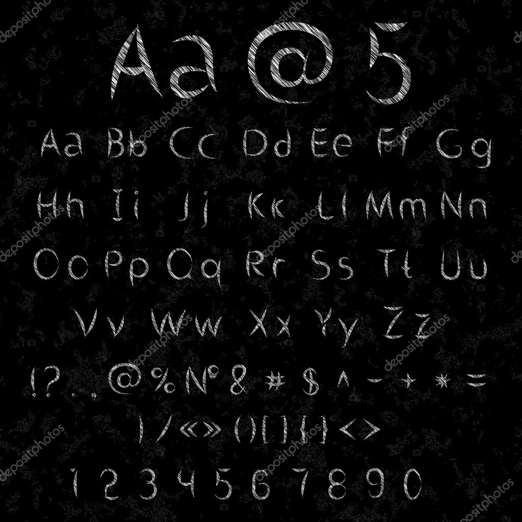 Vector chalk alphabet and numbers Stock Vector by ©Ciklamen 73247983