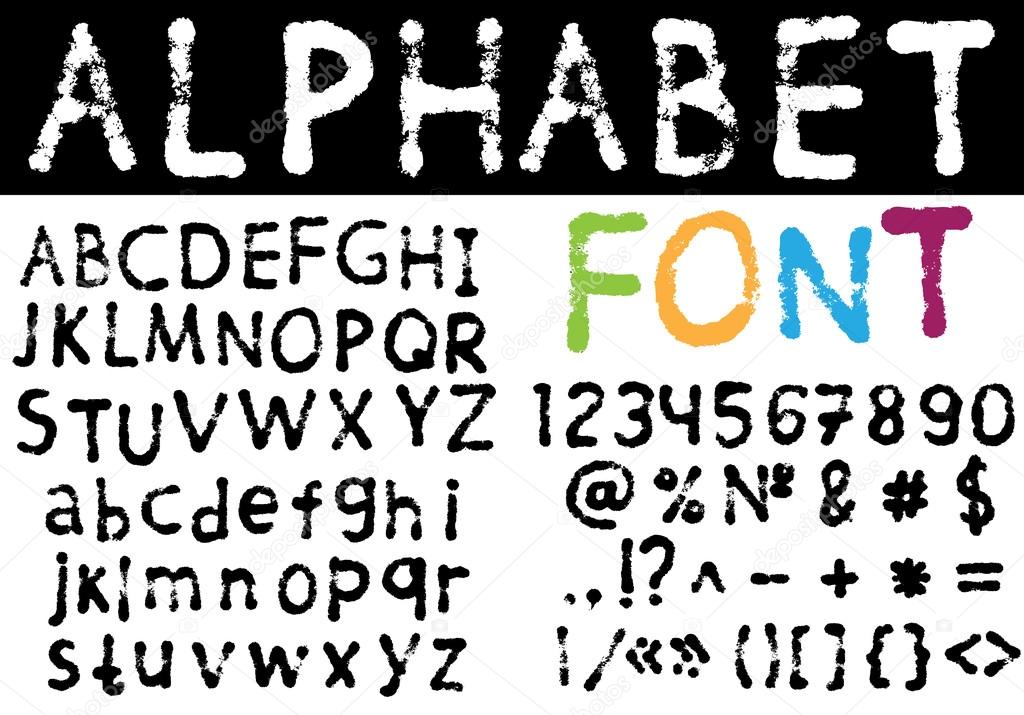 Hand drawn font: alphabet and numbers Stock Vector by ©Ciklamen 80429010