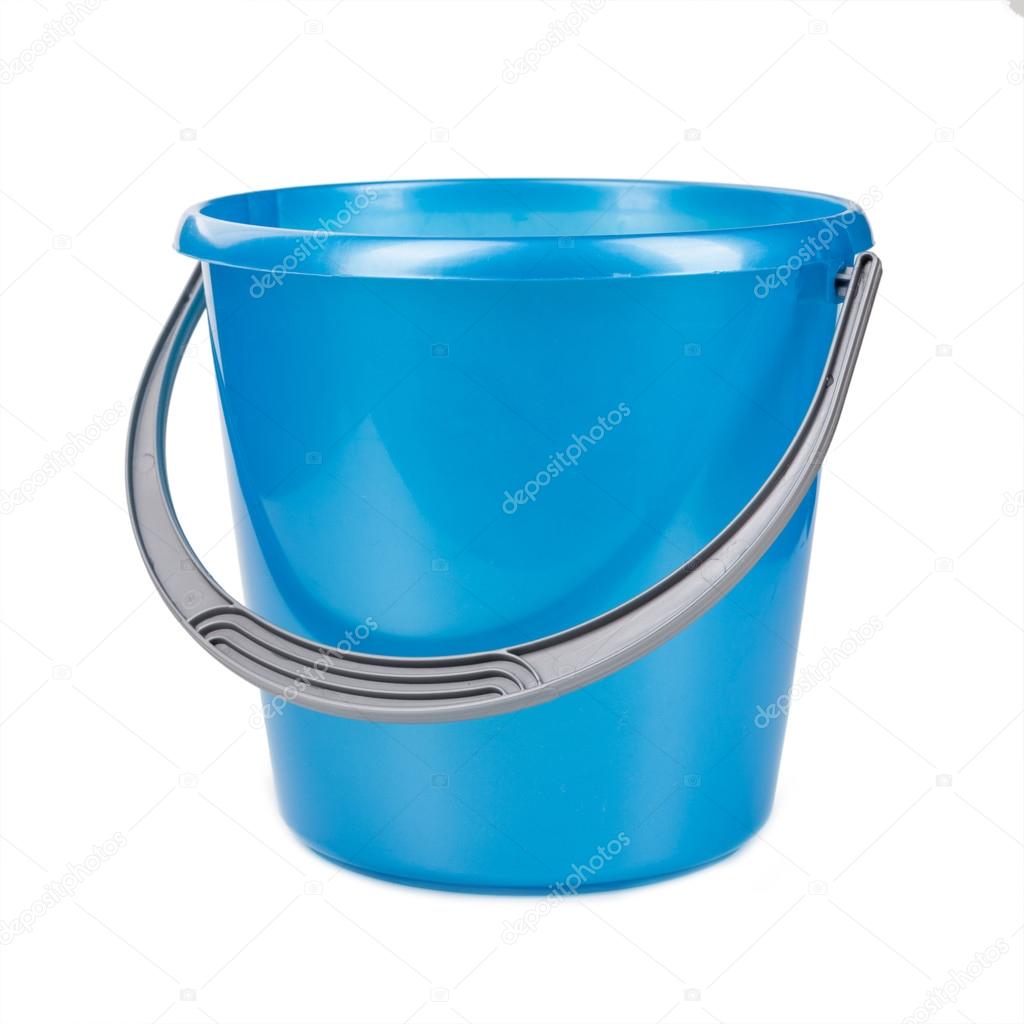 Blue plastic bucket on a white background Stock Photo by ©Timmary 75365963