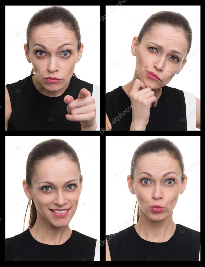 Collage of woman different facial expressions — Stock Photo © spaxiax #103963482