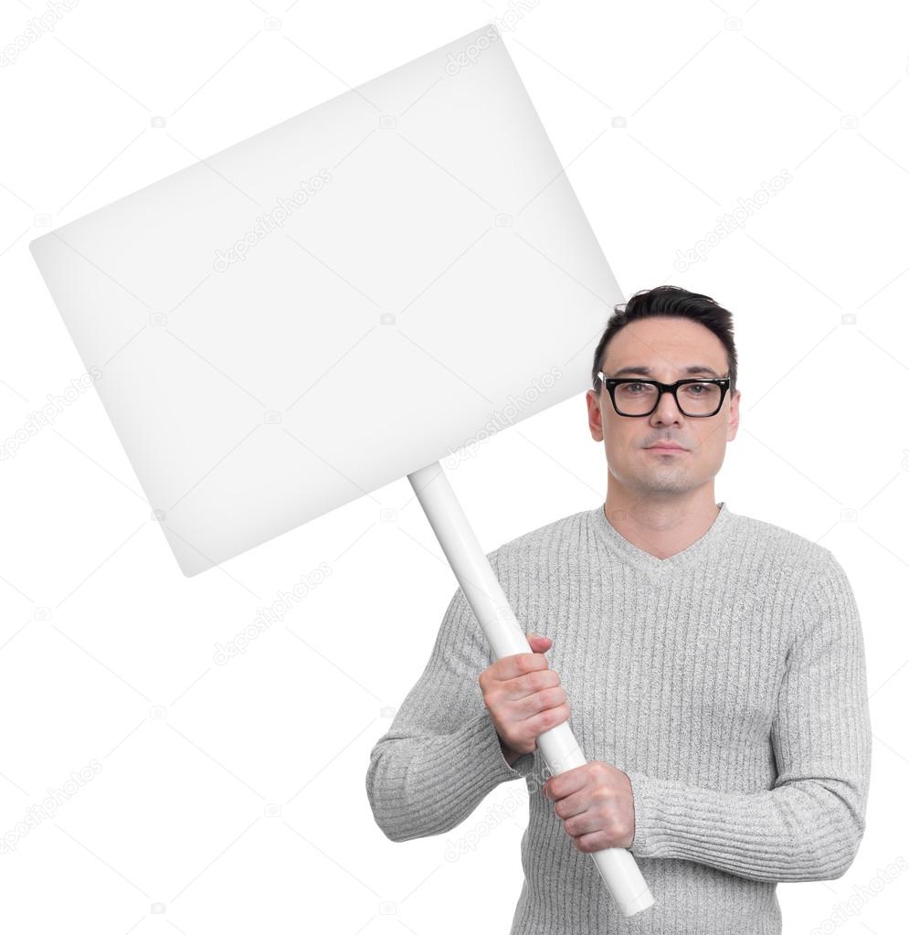Protesting person with picket sign — Stock Photo © spaxiax #115350156