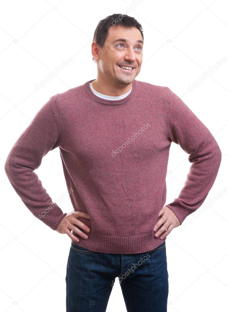 handsome smiling man wearing sweater — Stock Photo © spaxiax #59843915