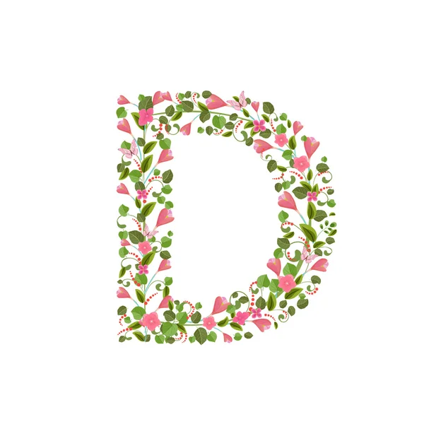 Floral font with spring pink flowers. — Stock Vector © Oksana #114615292