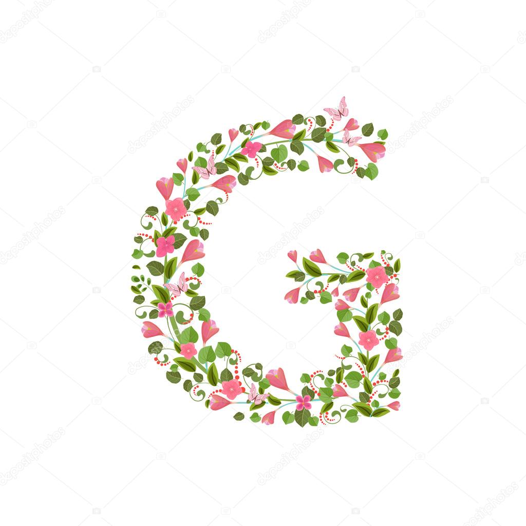 Floral font with with spring pink flowers. — Stock Vector © Oksana ...