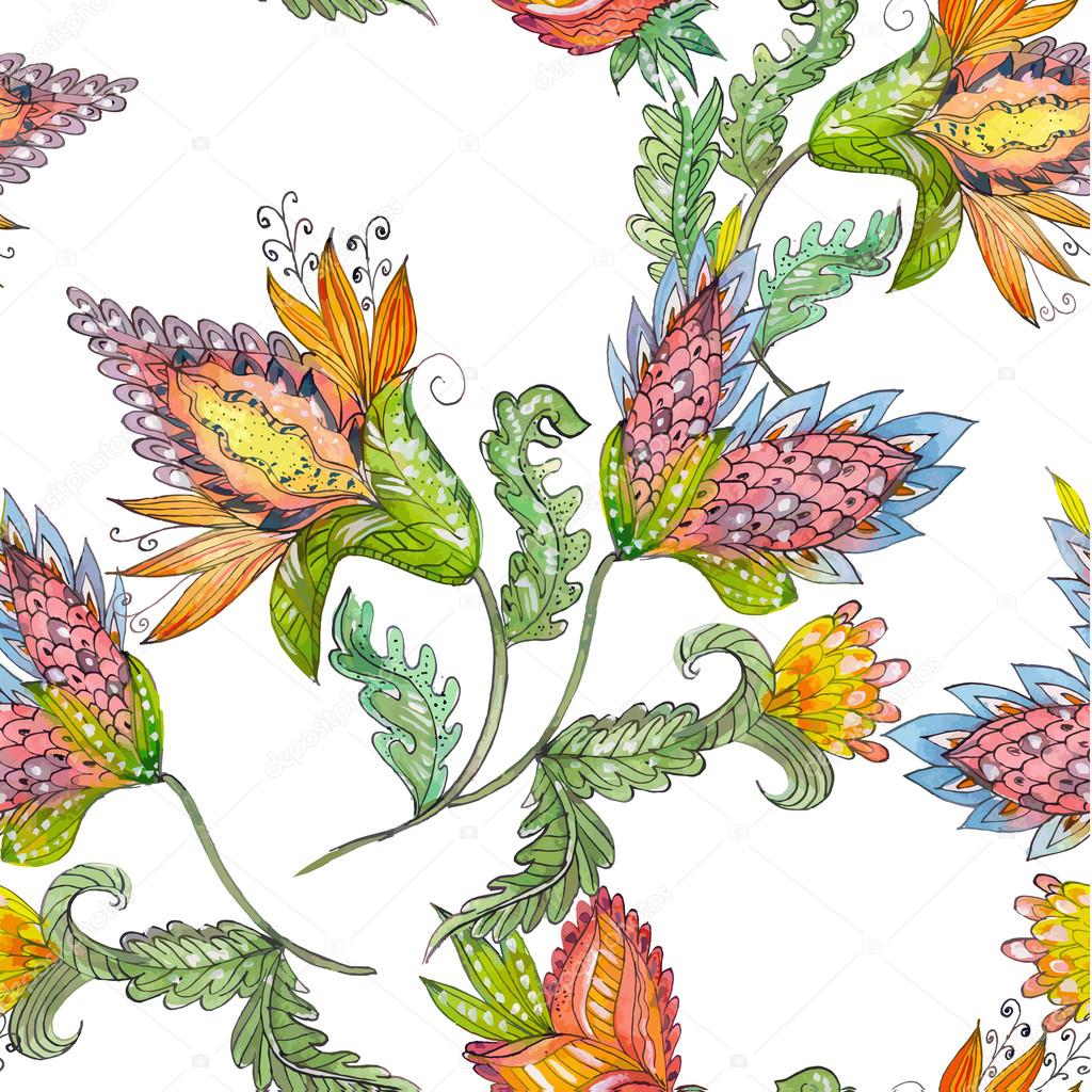 Seamless texture with exotic flowers — Stock Vector © Oksana #61173925