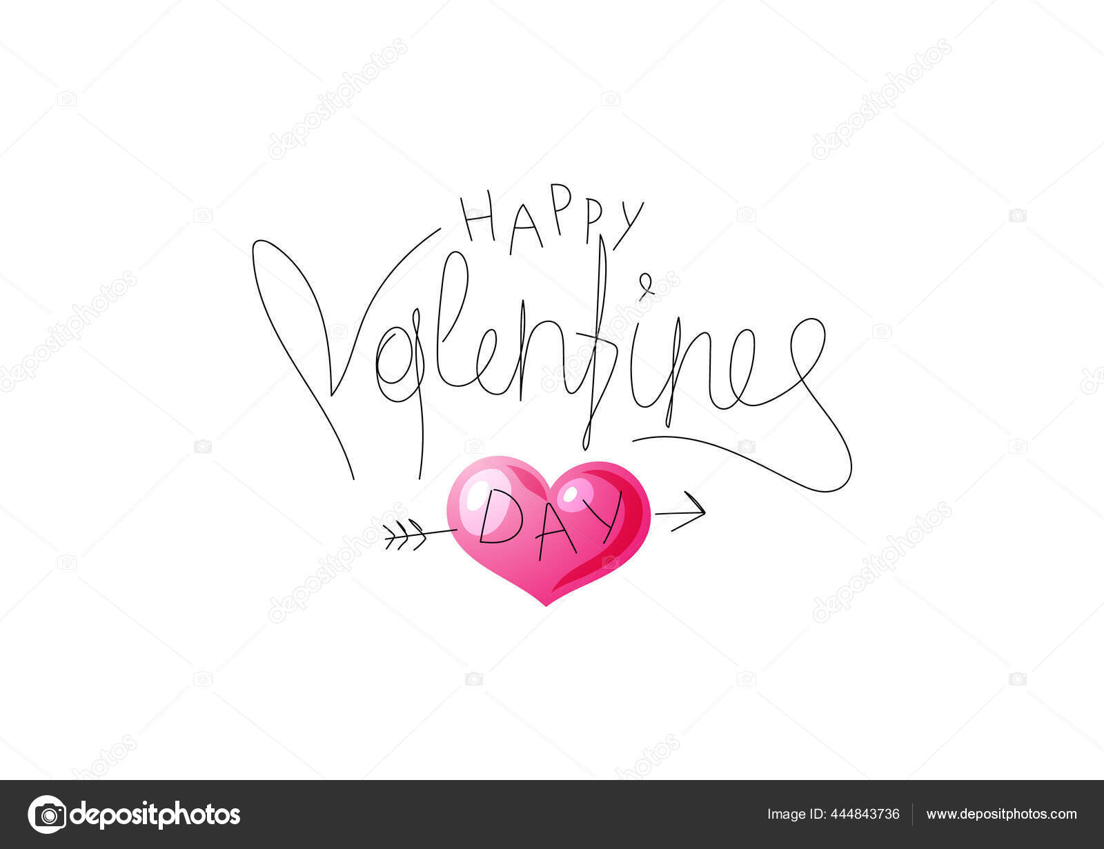 Beautiful Cute Inscription Happy Valentines Day Handwritten Text Pink ...