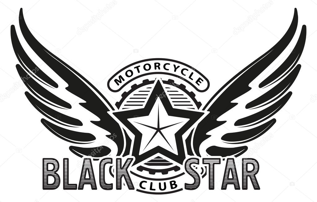 Star motorcycle logo | Black star motorcycle club design — Stock Vector ...