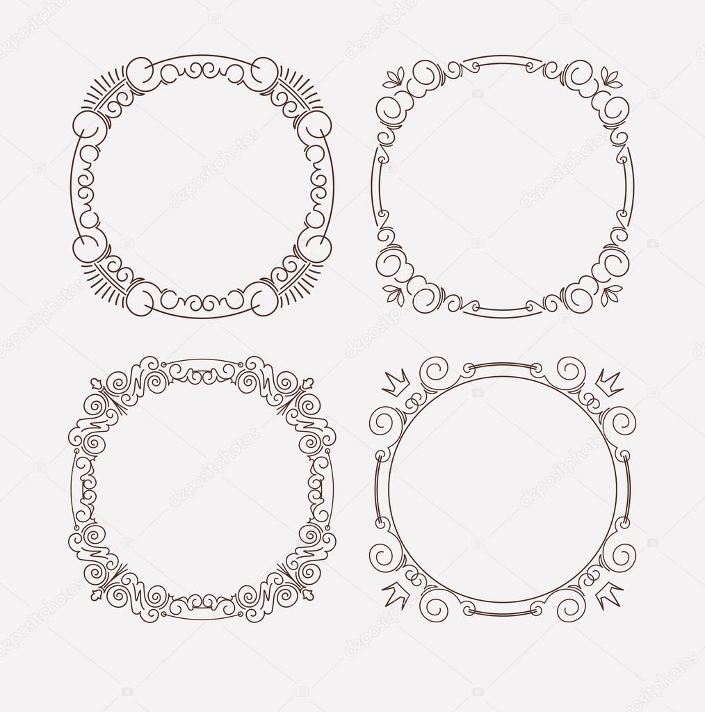 Image vectorielle 4 élégants cadres ronds caligraphiques par ...