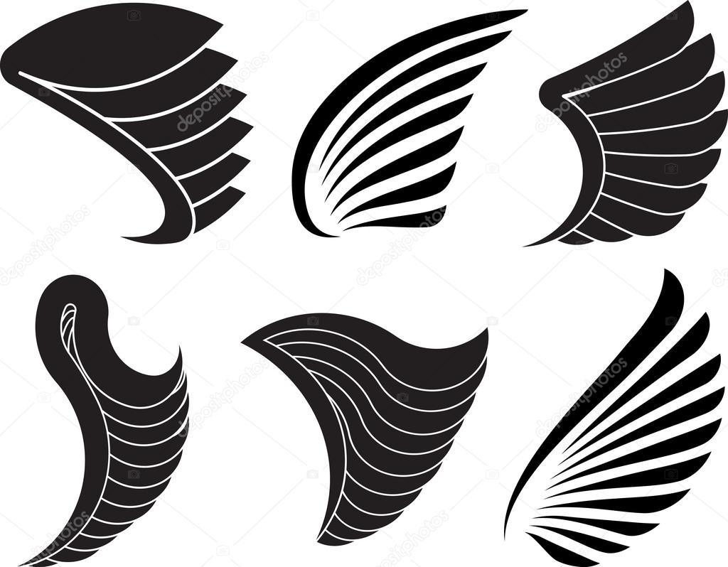 Set of 6 black wings Stock Vector by ©antonshpak 95655204