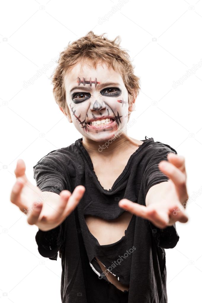 Screaming walking dead zombie child boy halloween horror costume ...