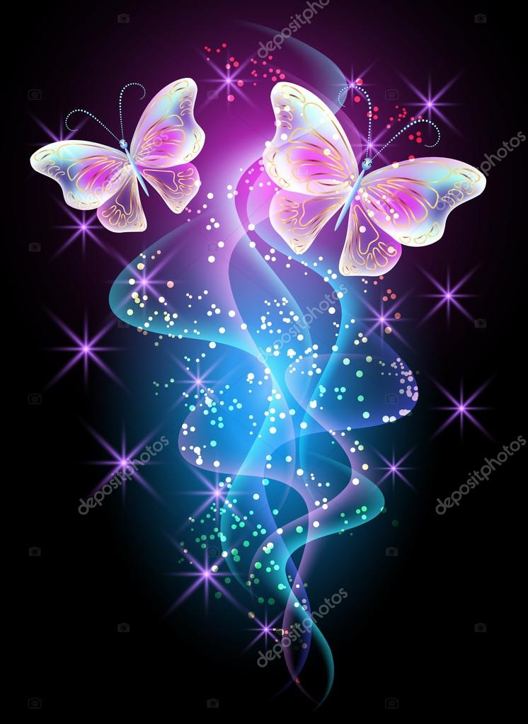 Feux d'artifice et papillons magiques — Image vectorielle Marisha ...