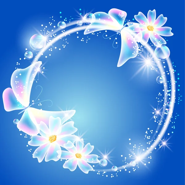 Transparent butterflies, flowers and sparkle stars — Stock Vector ...