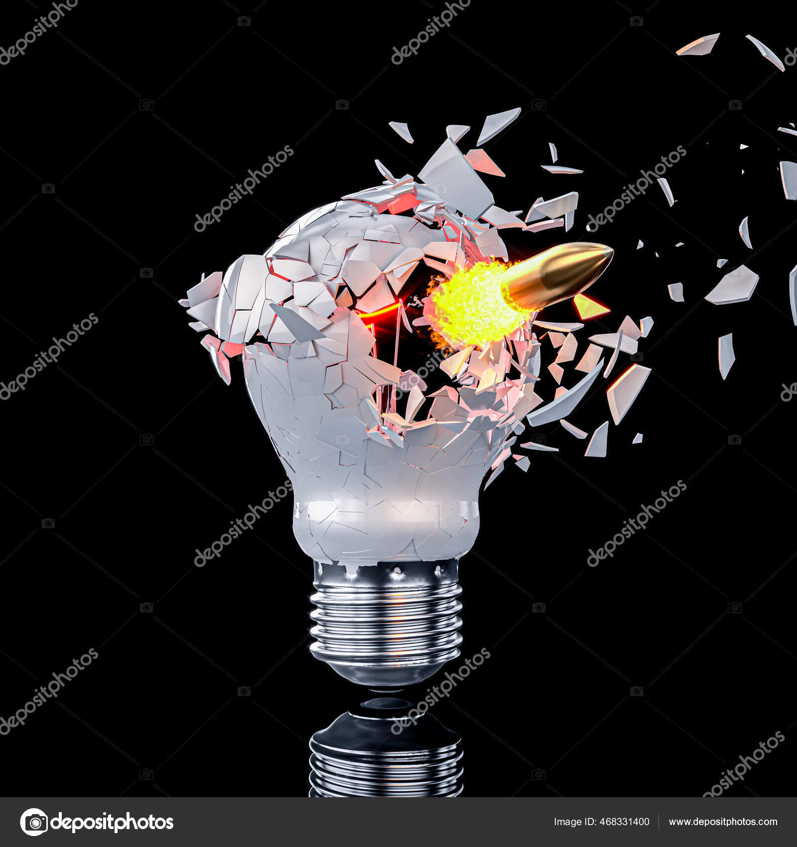 Shattering Light Bulb Hit Bullet Render Stock Photo by ©jukai5 468331400