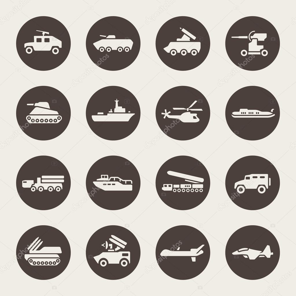 Military technology icon set — Stock Vector © missbobbit #61684287