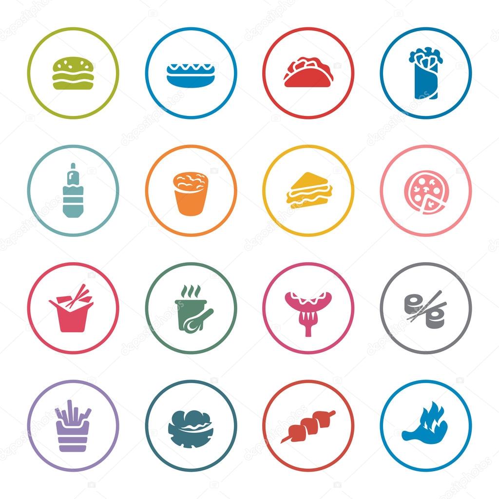Fast food icon set Stock Vector by ©missbobbit 61879607