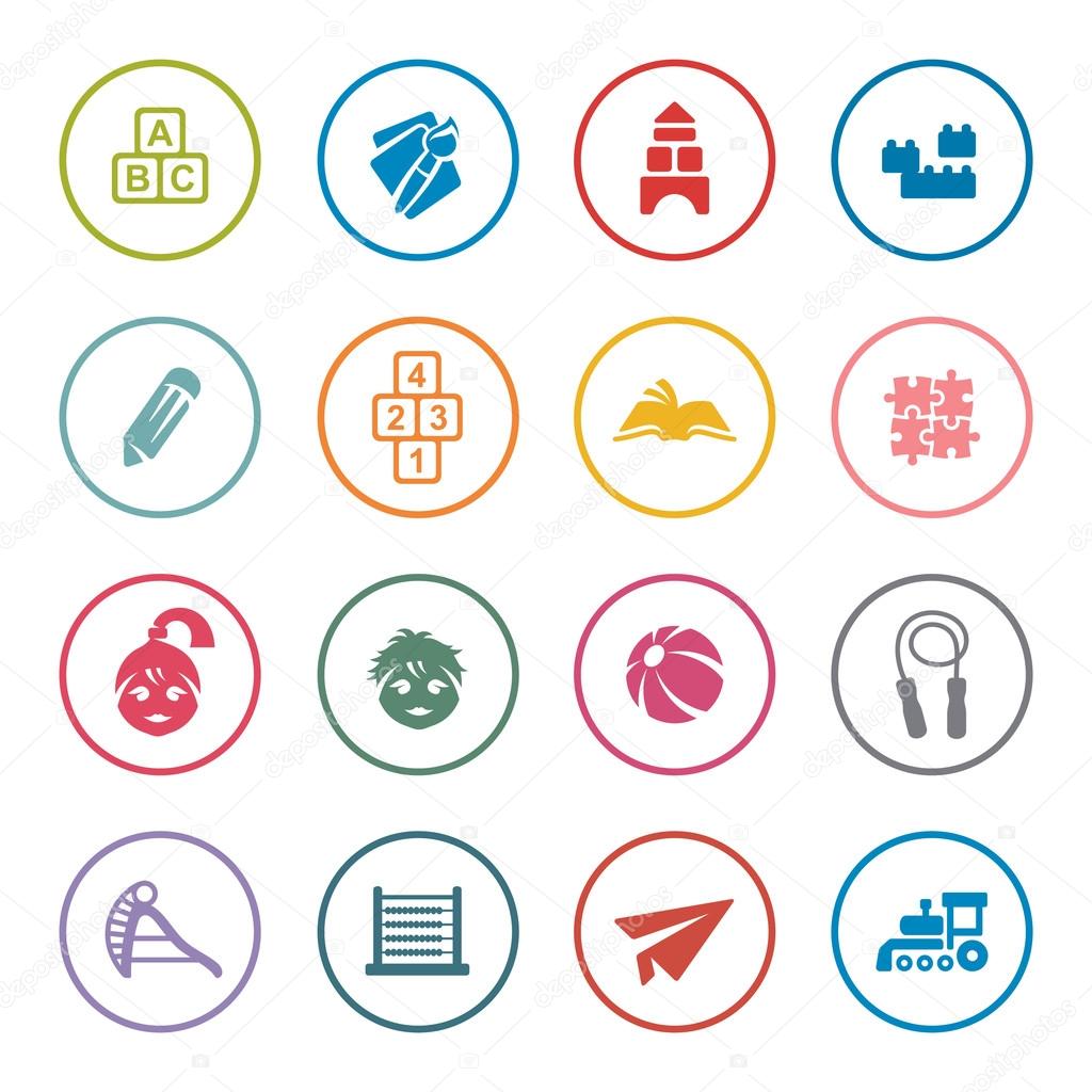 Preschool icon set — Stock Vector © missbobbit #61899879 Preschool icon set — Stock Vector © missbobbit #61899879