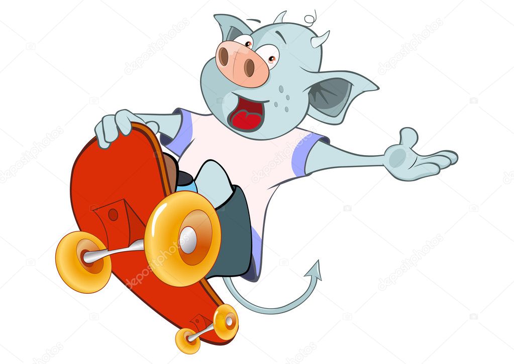 Cute active Devil skater Stock Vector by ©liusaart 101105570