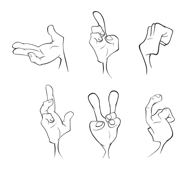 Set Cartoon Hands Different Gestures One Line Drawing Stock Vector by ...