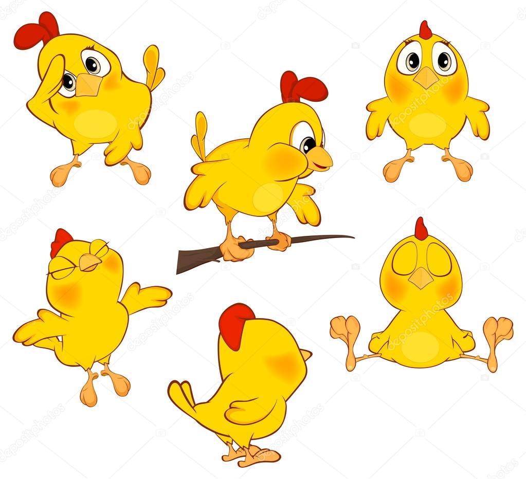 Conjunto de pollos de dibujos animados vector, gráfico vectorial ...