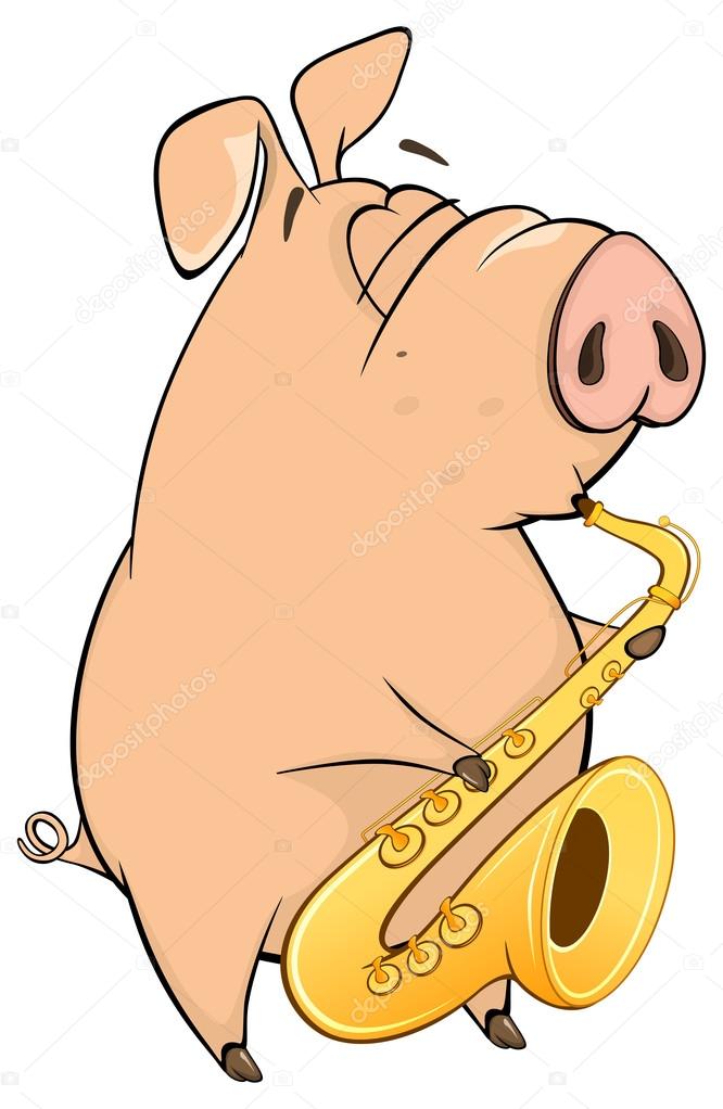 A pig-musician with saxophone cartoon Stock Vector Image by ©liusaart ...