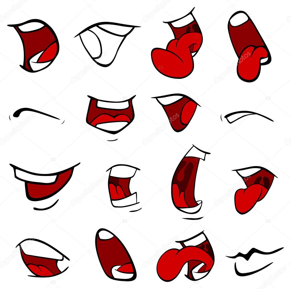 conjunto de dibujos animados sonrisa — Vector de stock © liusaart #80954384