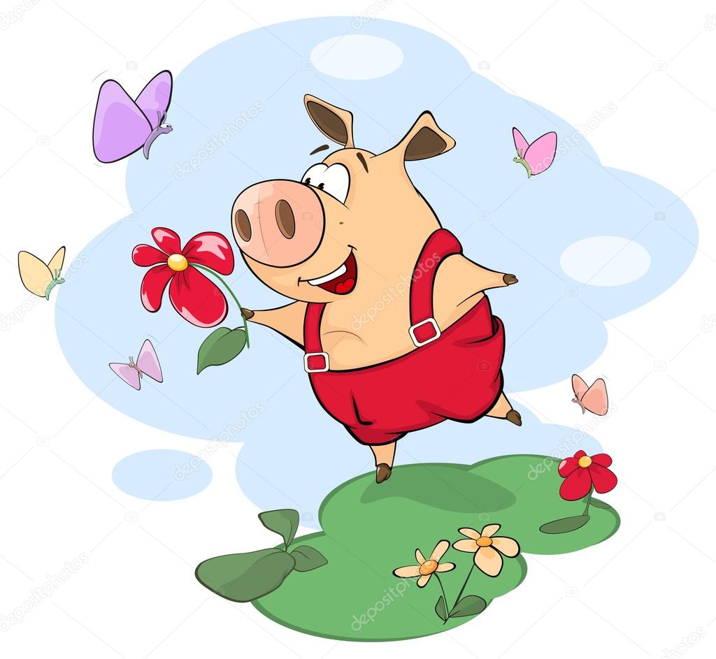 Lindo cerdo animal de dibujos animados Vector de stock por ©liusaart ...