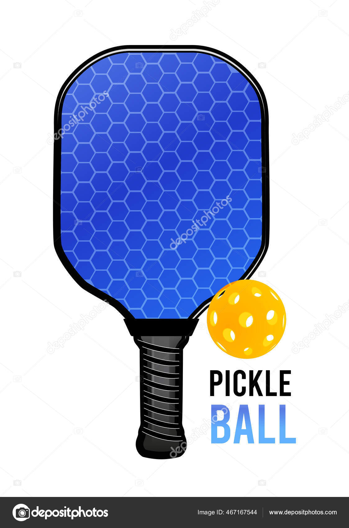 Pickleball Ball Racket Playing Vector Illustration White Background ...