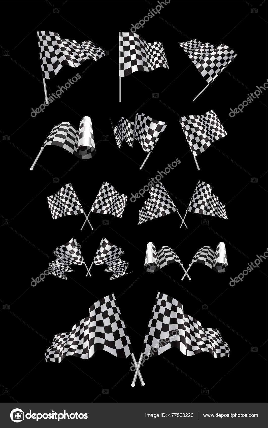 Checkered Flags Vector Set Illustration Black Background Stock Vector by ©mpavlov 477560226