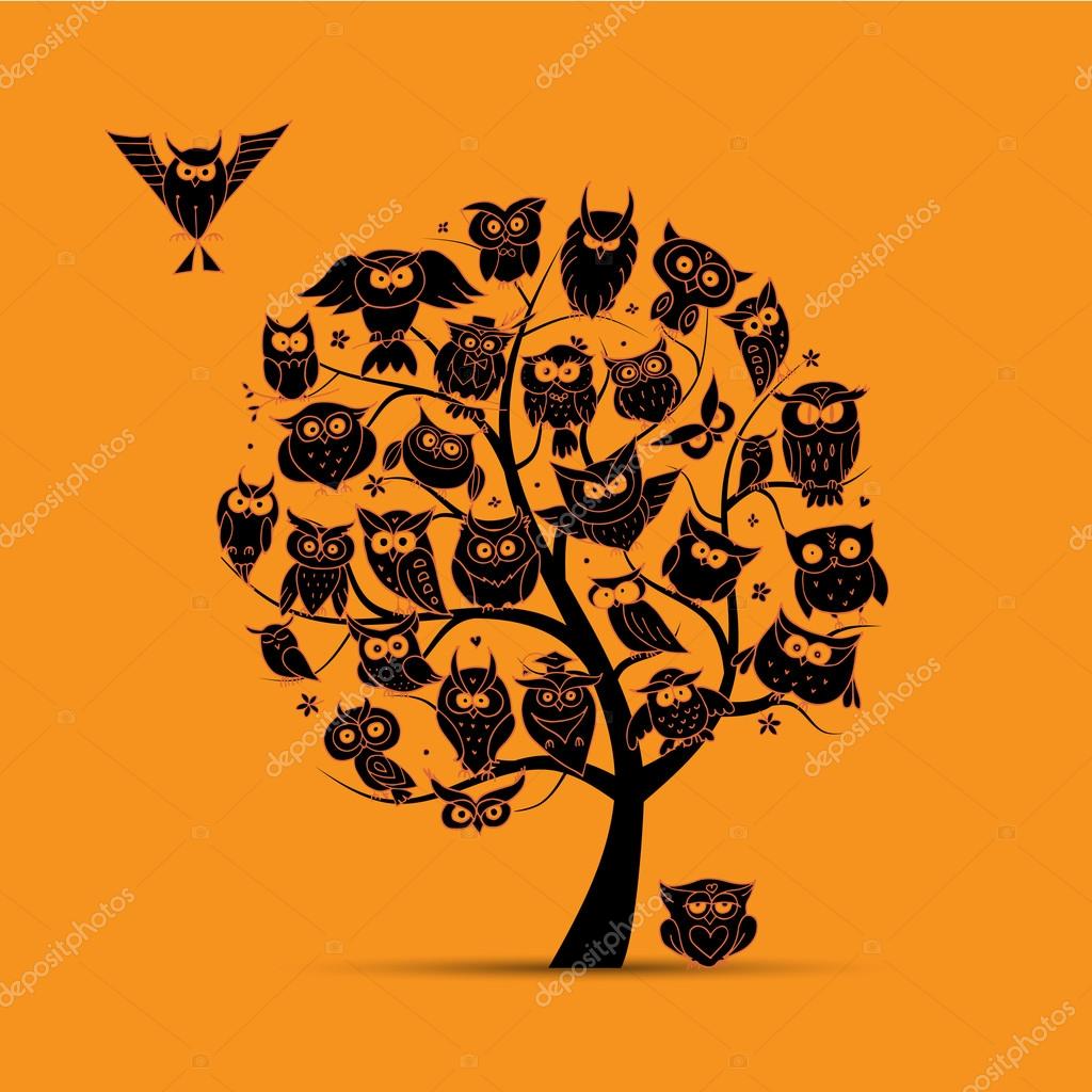 Owl tree for your design Stock Vector Image by ©Kudryashka #117906702