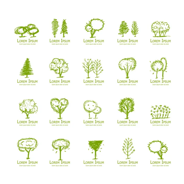 Set of sketch trees for your design — Stock Vector © Kudryashka #5376826