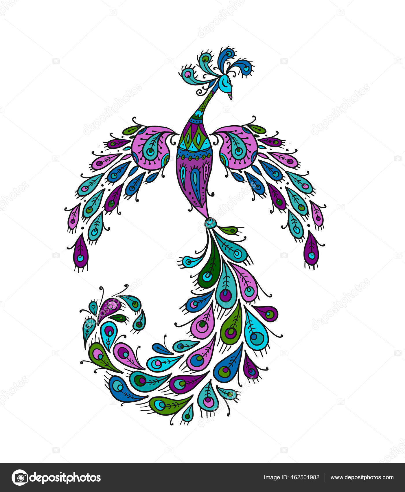 Magic Fairy Bird. Phoenix Bird. Mythical character. Ornamental ...